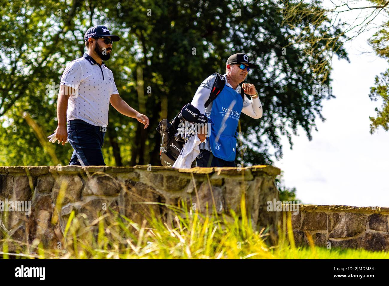 August 5, 2022: J J Spaun walks across the bridge on nine with his ...