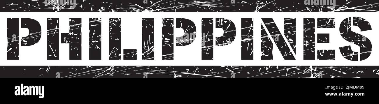 A vector illustration of the black text "Philippines" on the white ...
