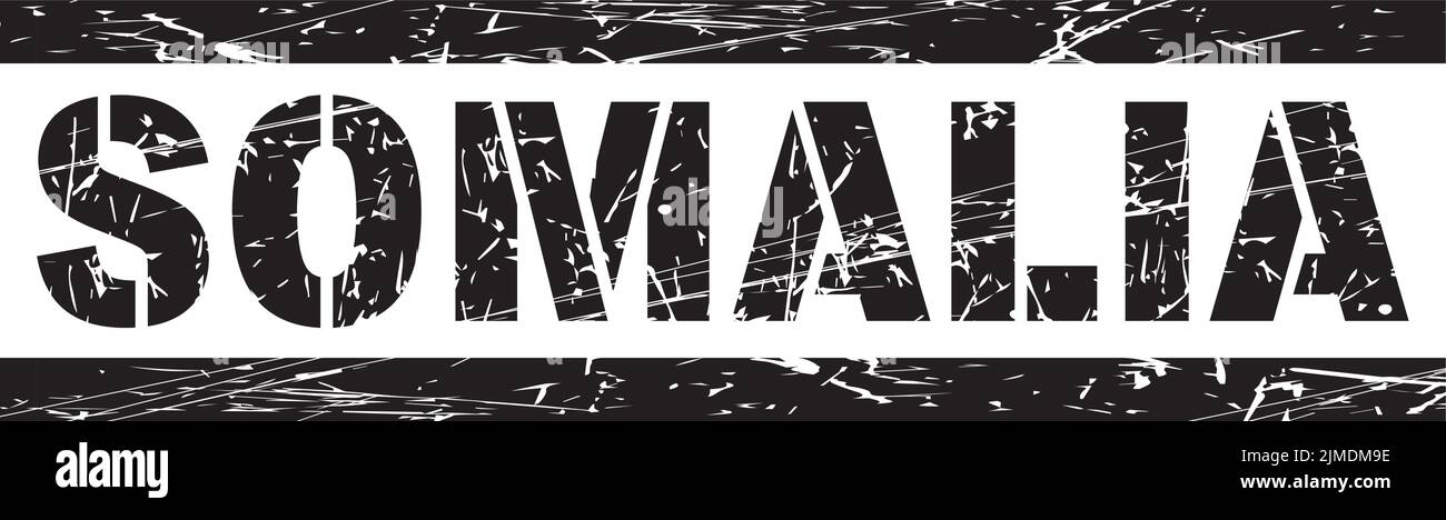 A vector illustration of the word "Somalia" written in black on a white ...