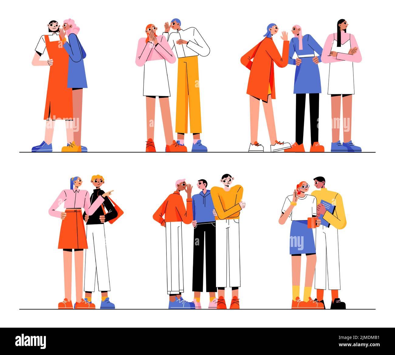 People gossip, tell secrets and news, backbiting. Vector flat ...