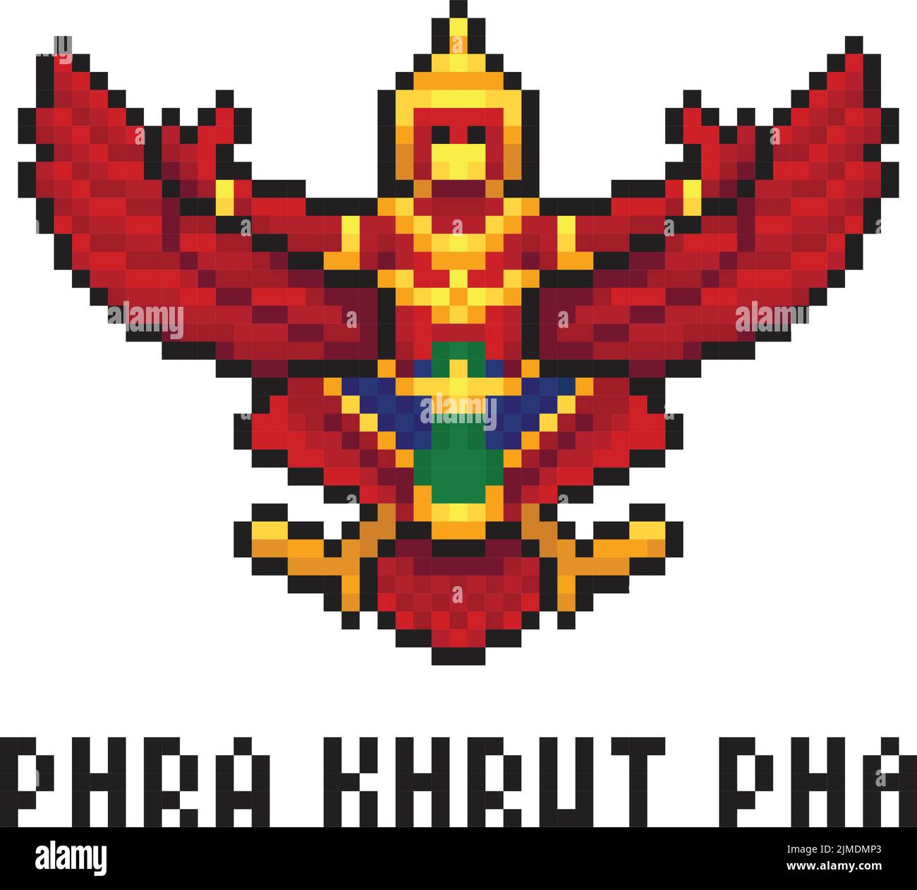 A vector pixel art design of the national emblem of Thailand - the Phra Khrut Pha Stock Vector ...