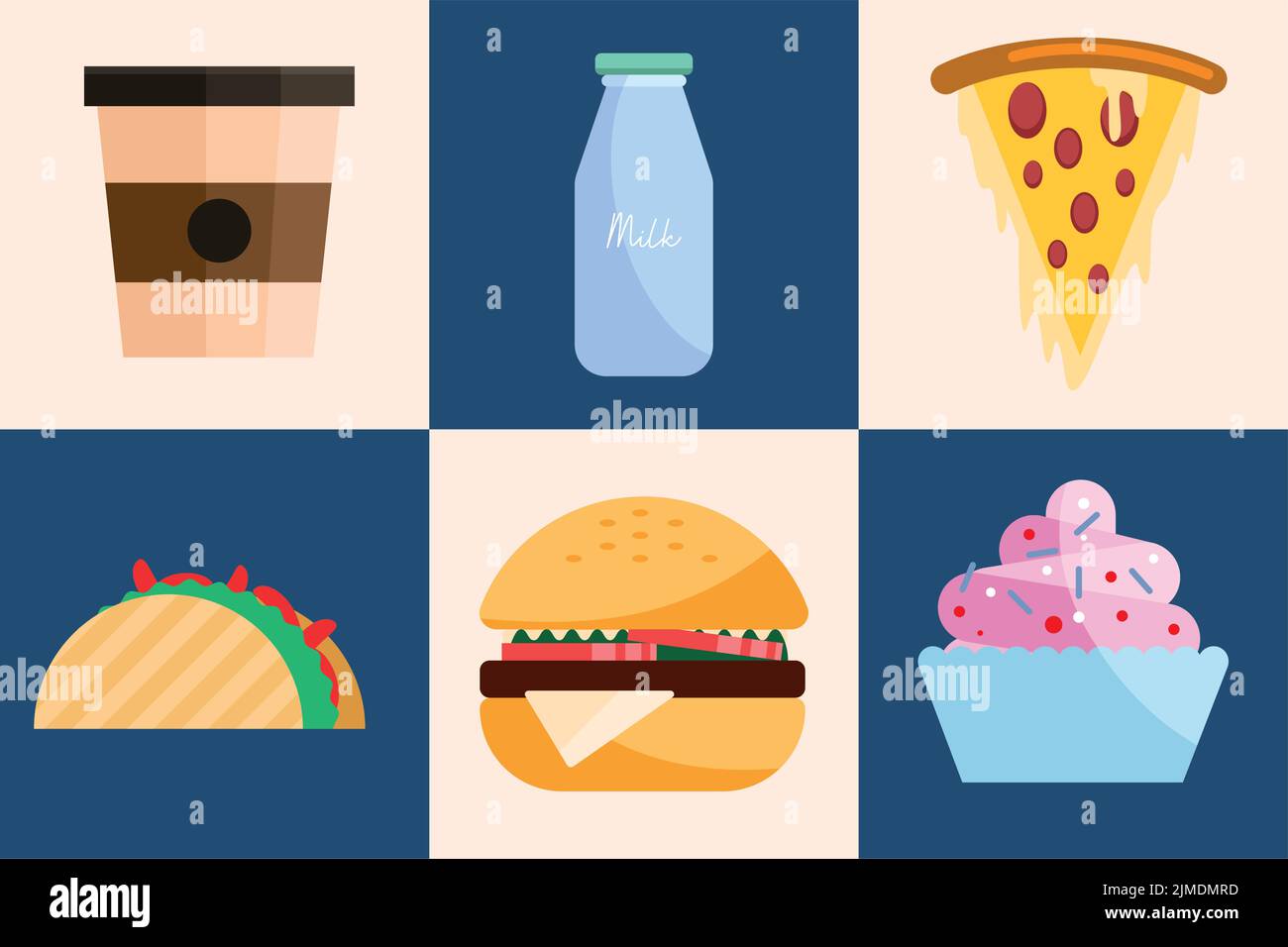 six fast food set icons Stock Vector Image & Art - Alamy