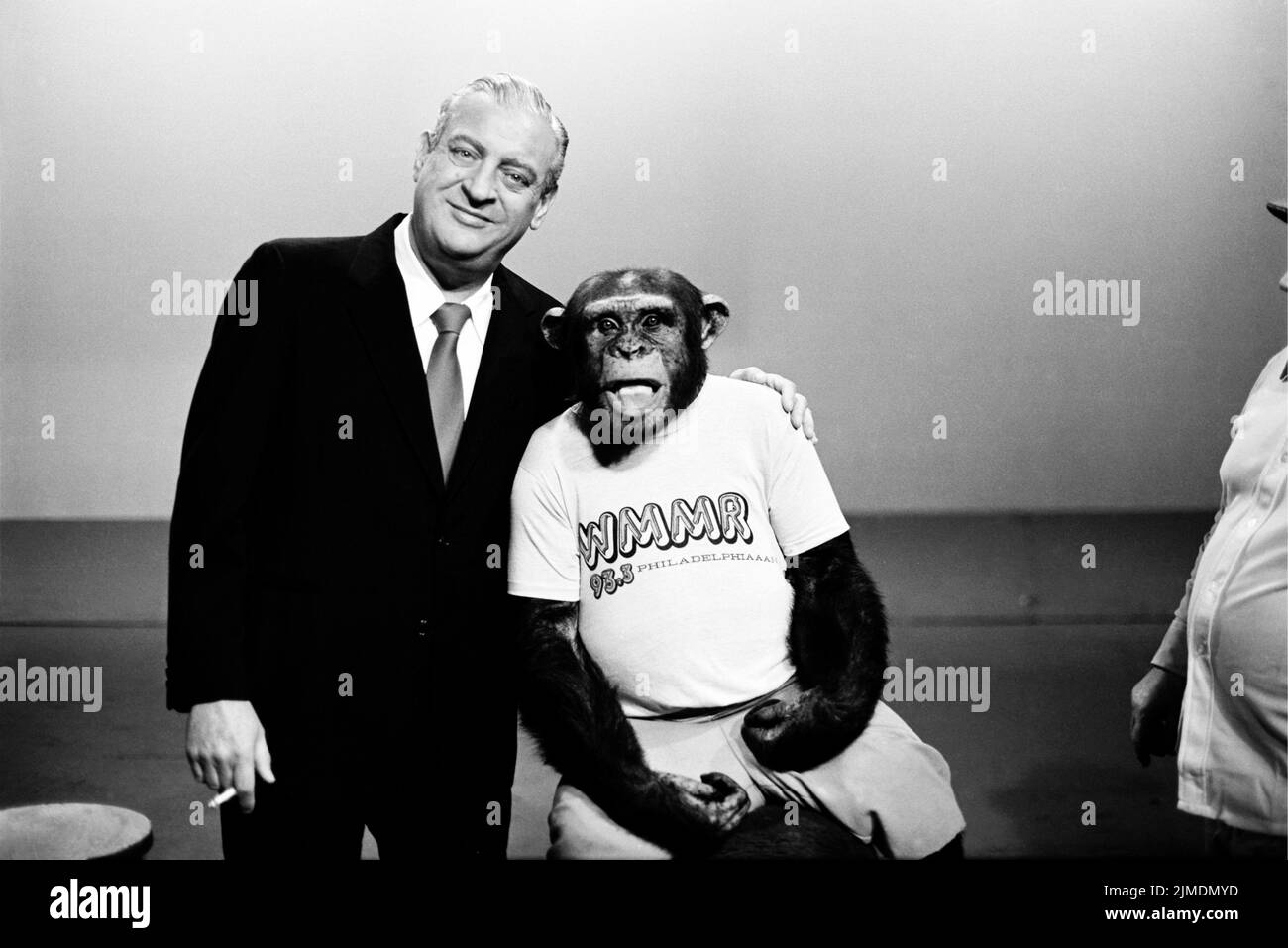 Rodney Dangerfield filming a commercial with a monkey for WMMR radio ...