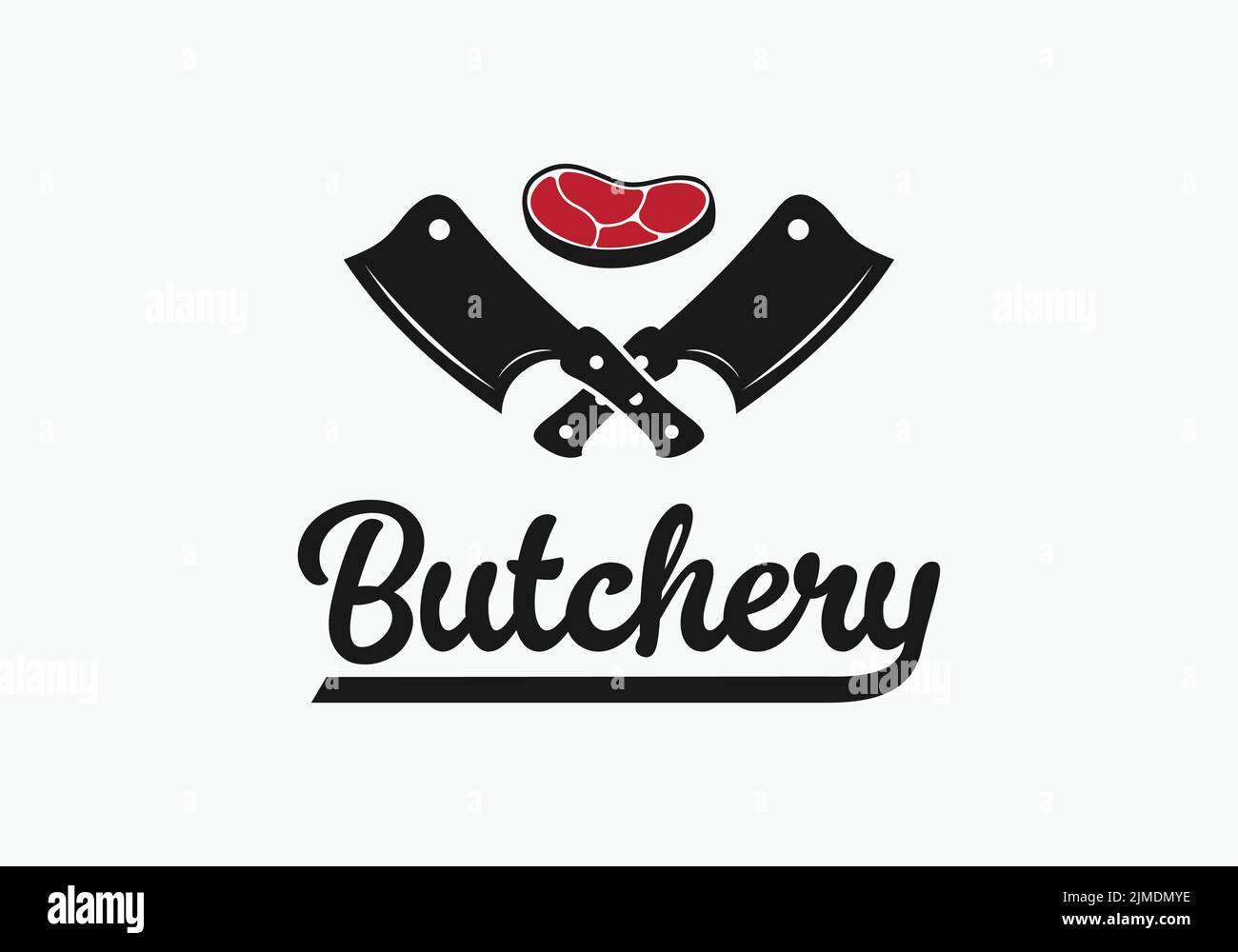 A simple illustration of a butchery logo idea on a white background ...