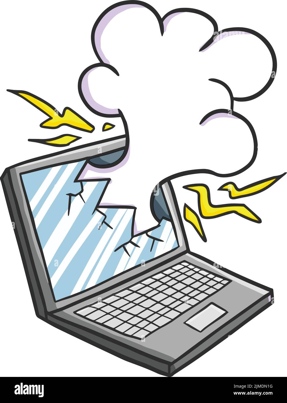 A vector of a broken laptop with a white background Stock Vector Image ...