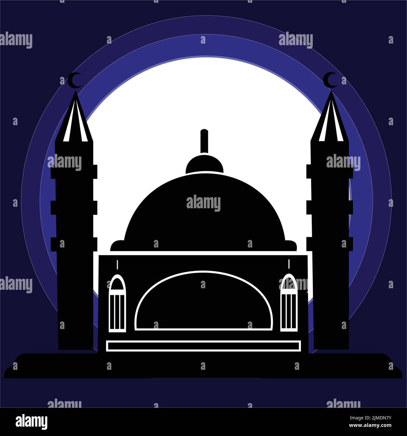 A vector of a mosque on a dark blue background Stock Vector Image & Art ...
