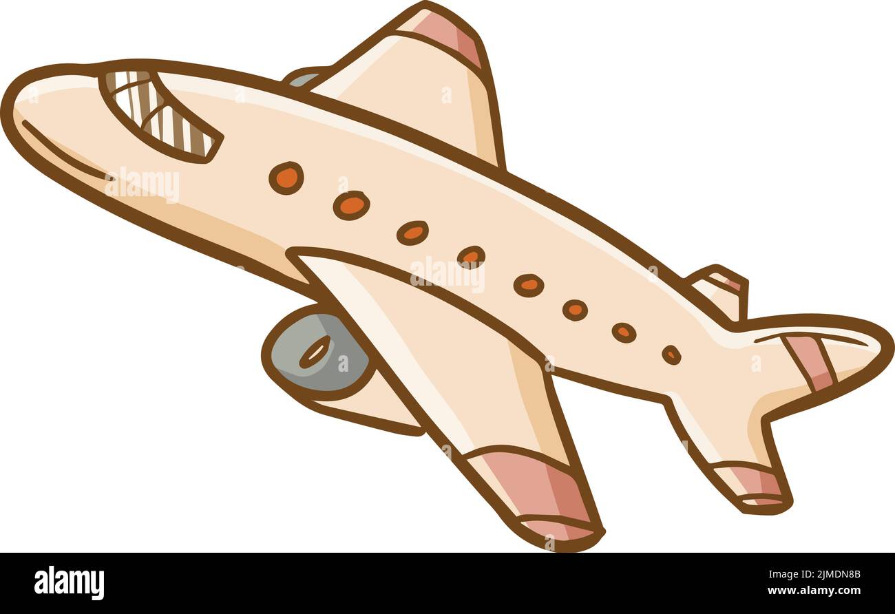 A vector illustration of a beige plane on a white background Stock ...
