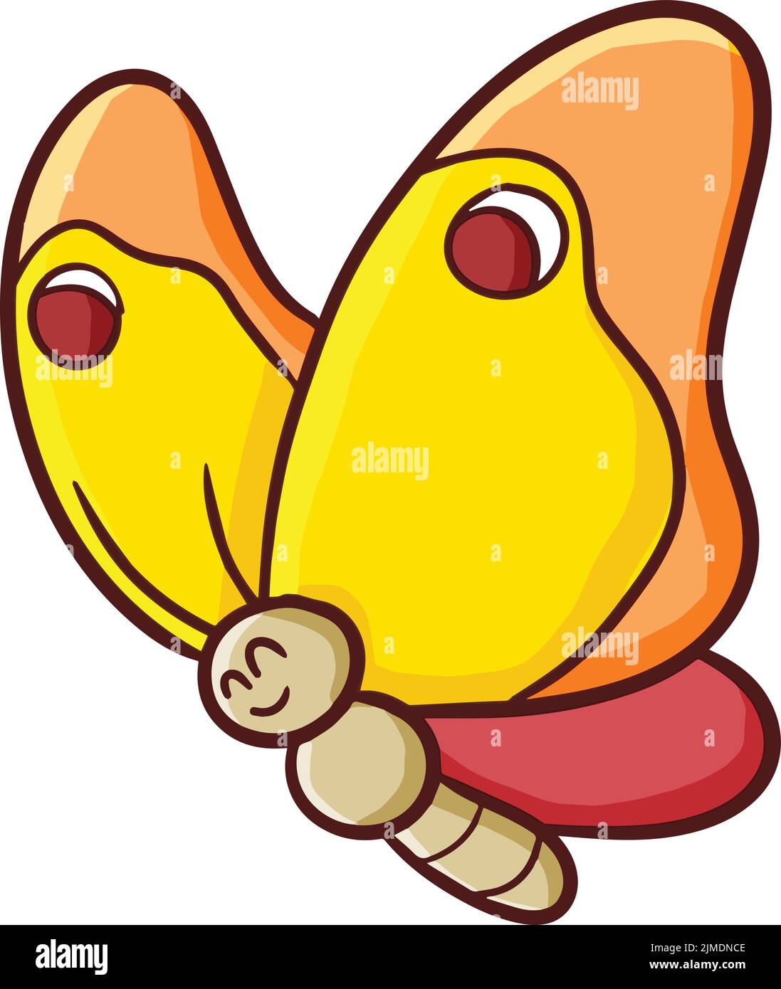 A vector illustration of a colorful smiling butterfly on a white ...