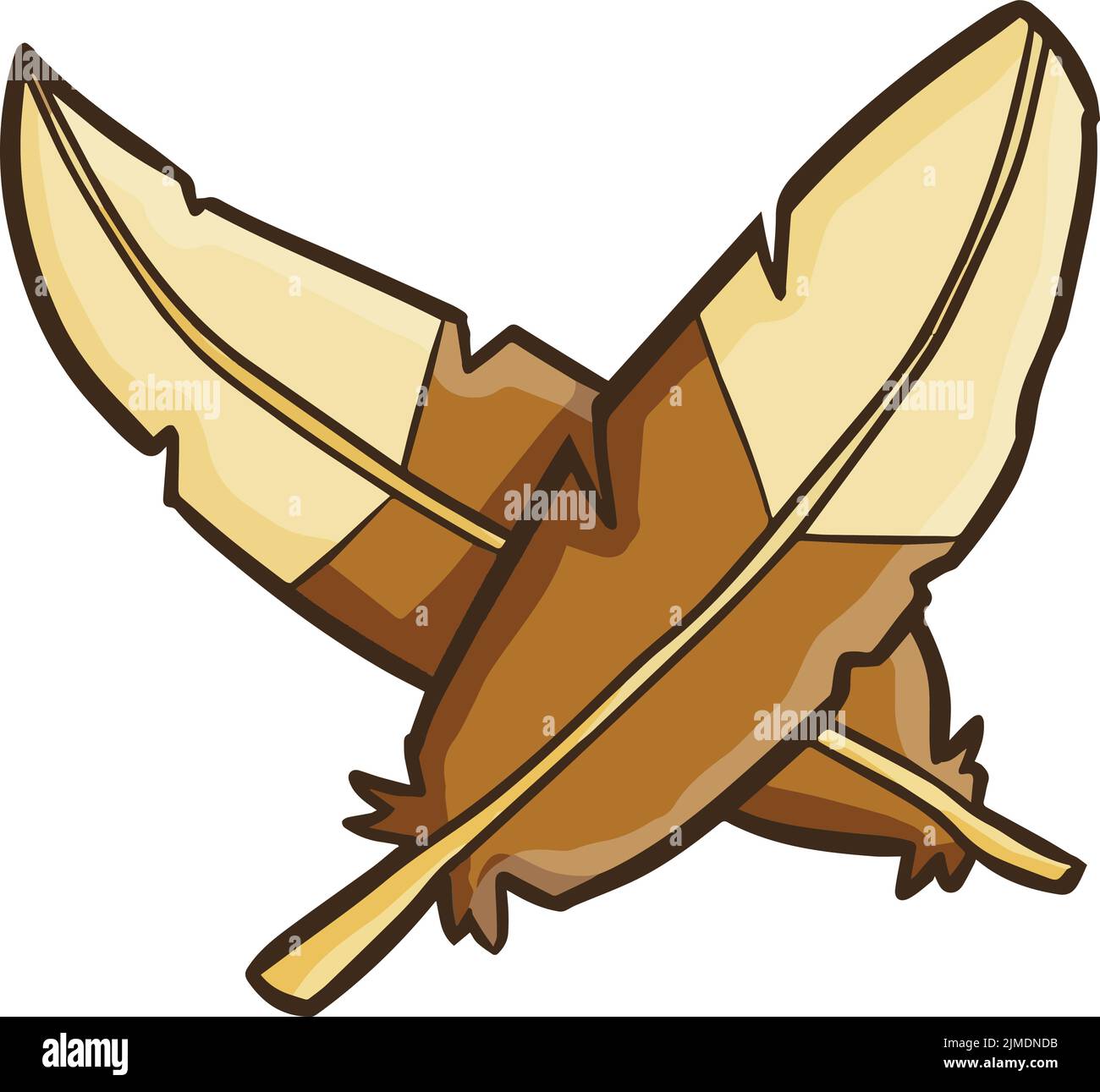 A vector illustration of two bird feathers on a white background Stock ...