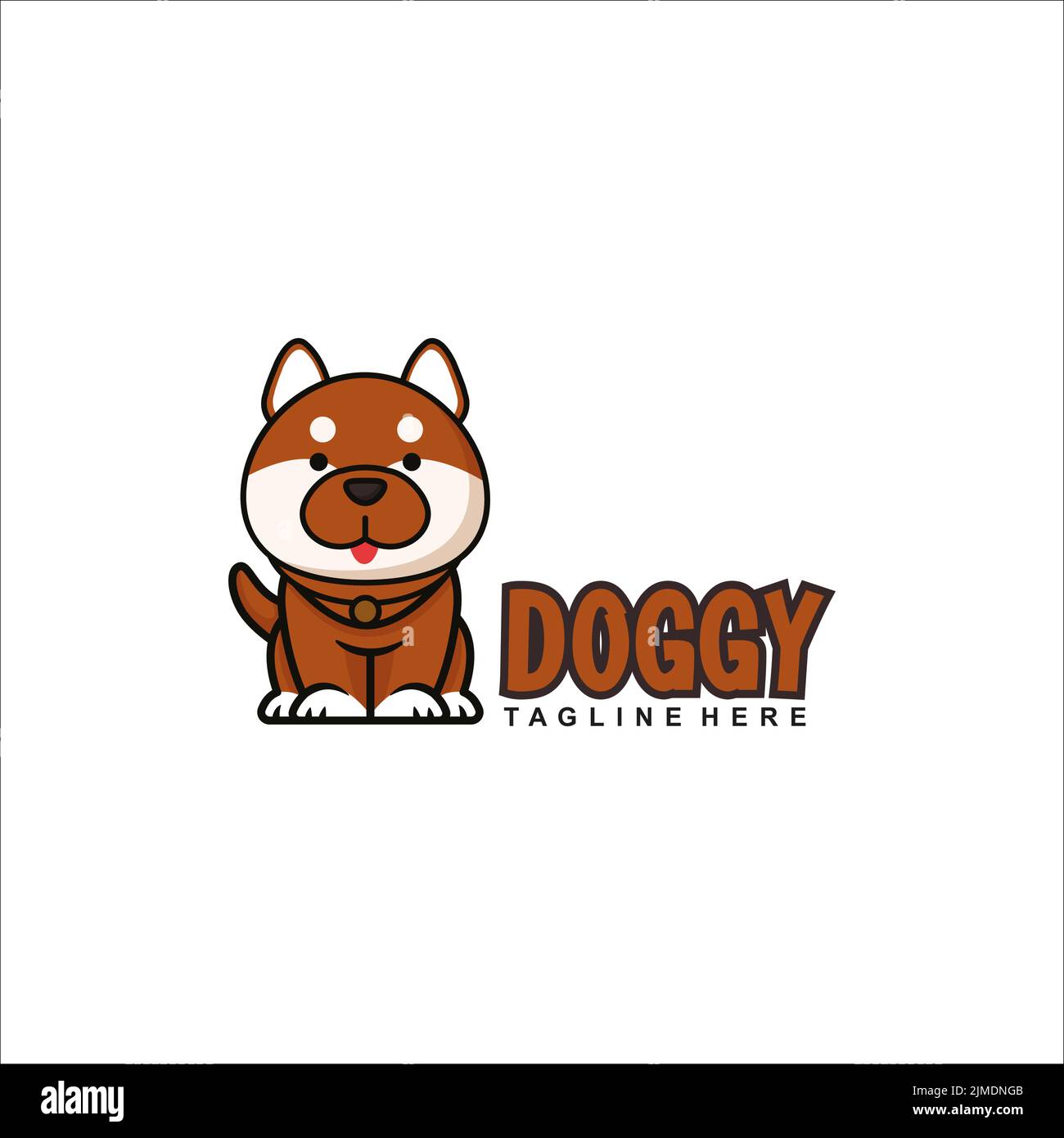 A cute puppy logo vector design with editable name and tagline next to ...