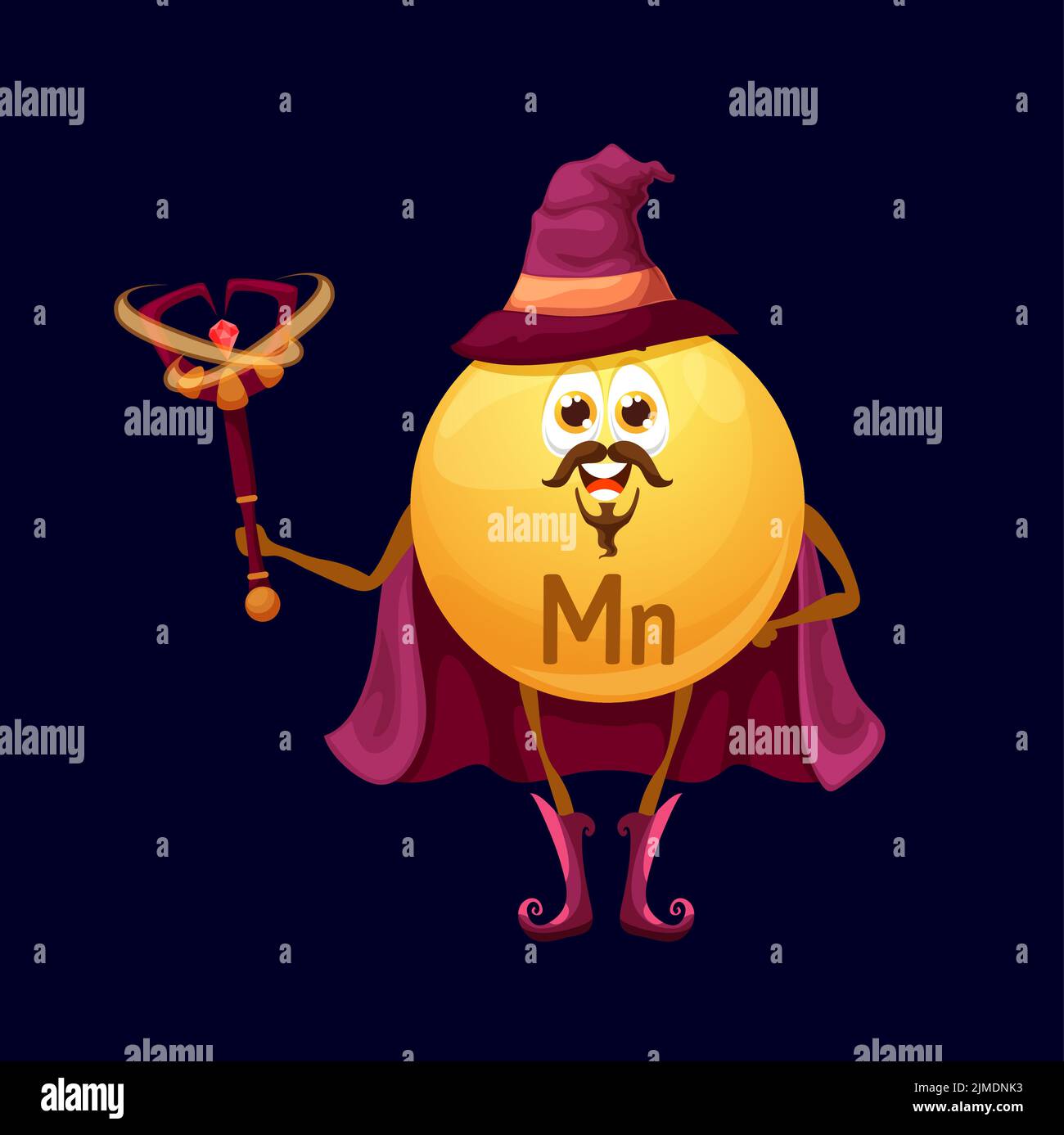 Cartoon manganese or manganum micronutrient warlock character. Isolated ...