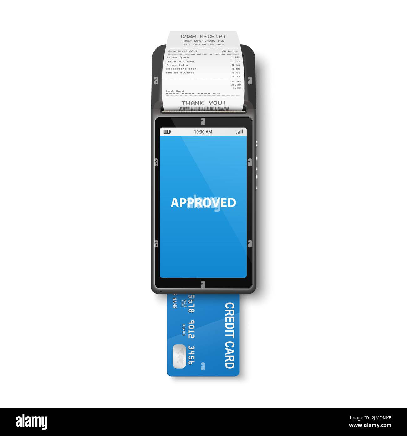 Vector 3d NFC Payment Machine, Credit Card, Receipt Isolated. Approved Payment Status. Wi-fi ...