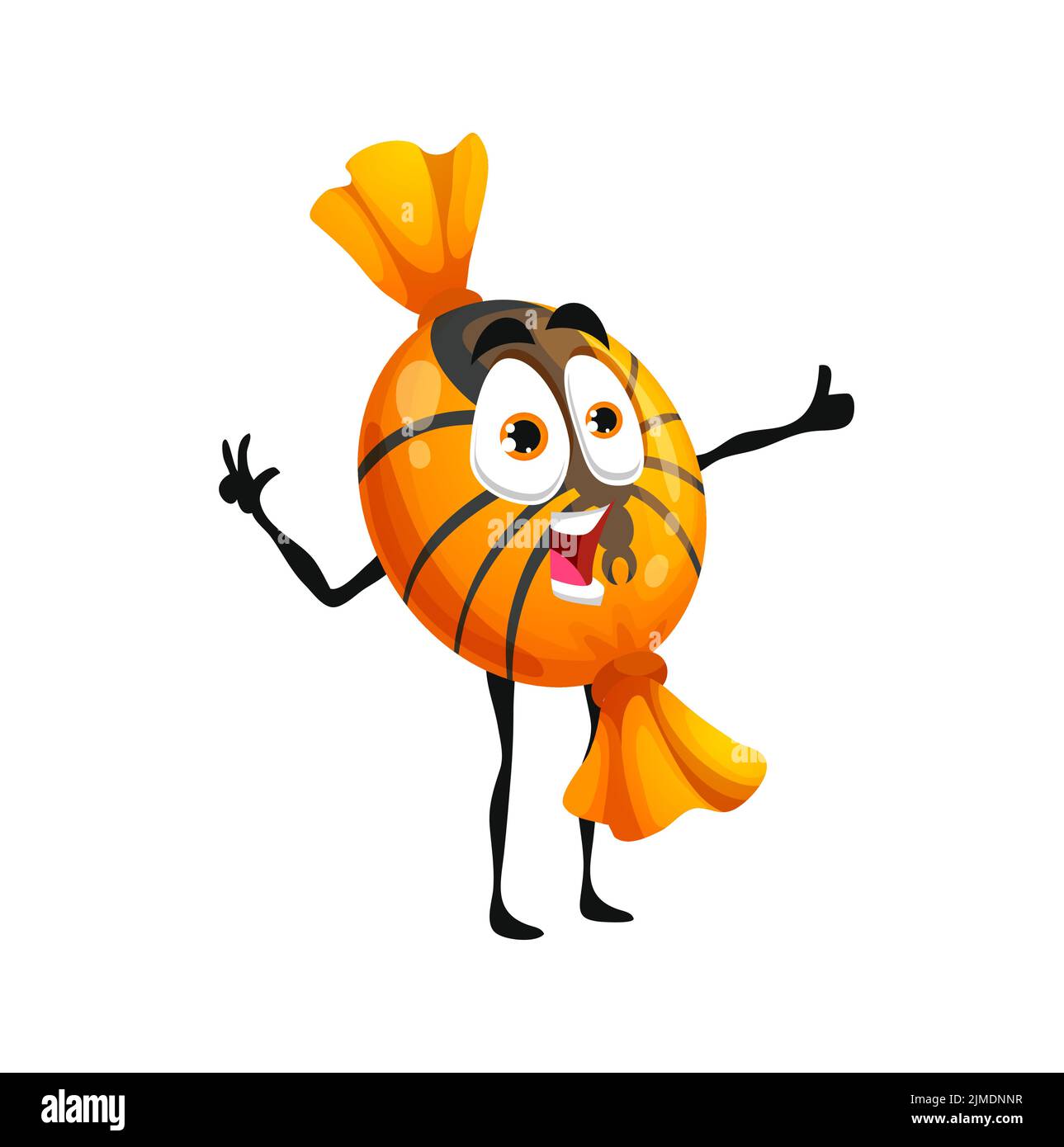 Cartoon Halloween candy, vector toffee in orange wrap with spider ...