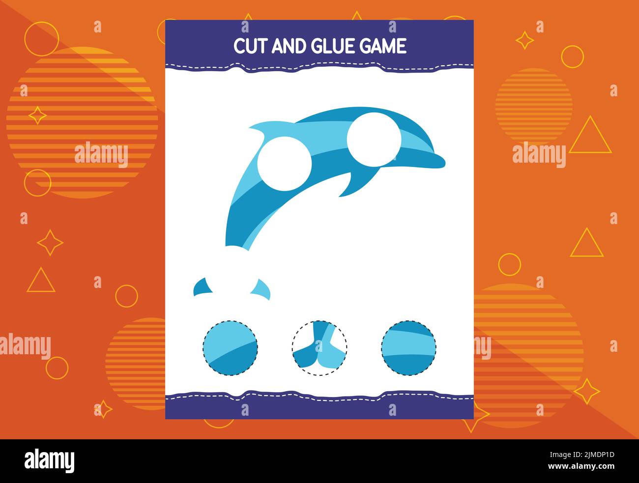 Cut and glue game for kids with fish. Cutting practice for preschoolers ...