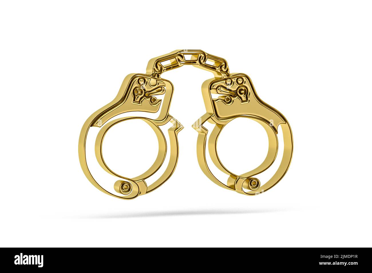 Golden 3d handcuffs icon isolated on white background - 3d render Stock ...