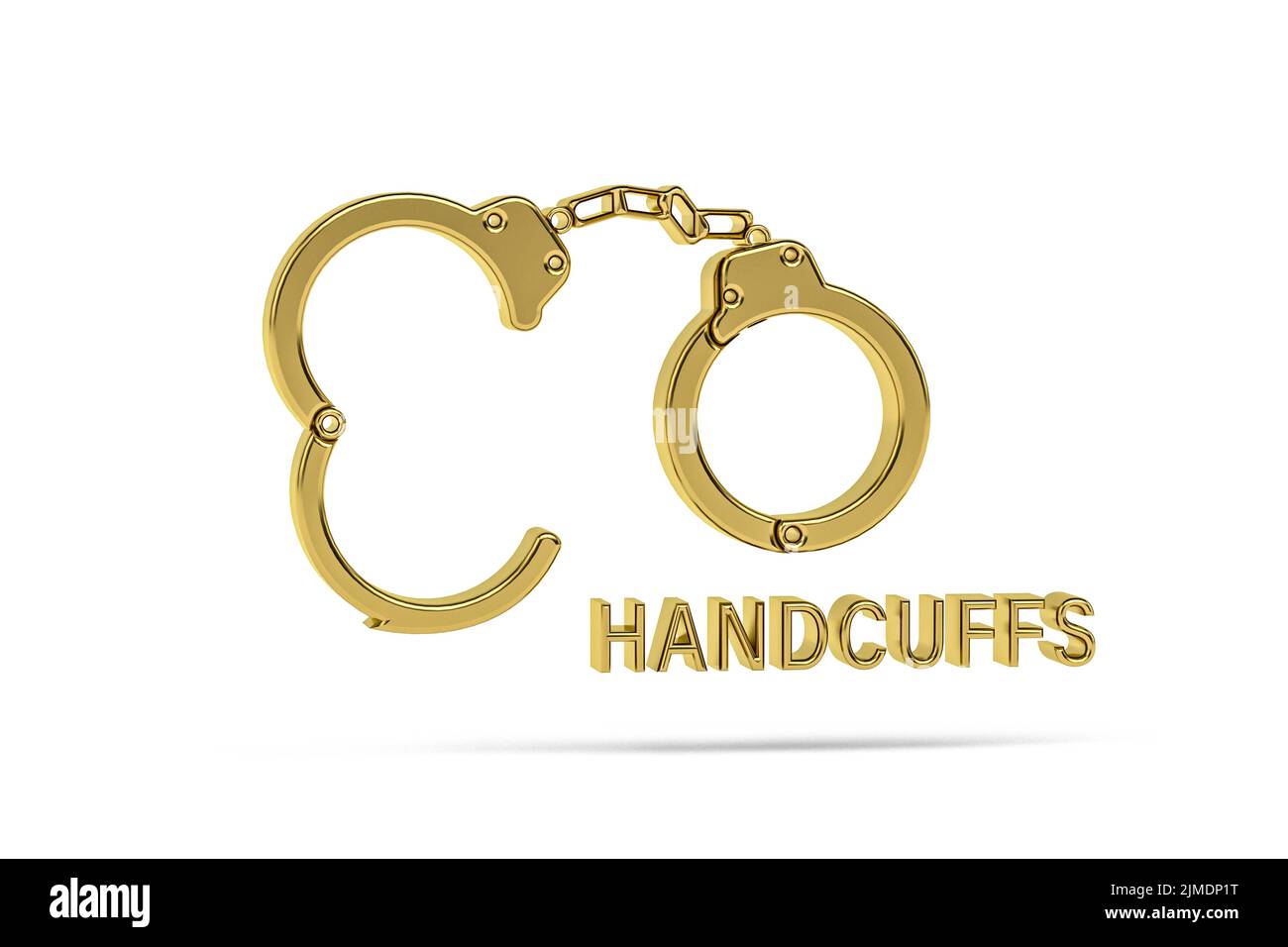 Golden 3d handcuffs icon isolated on white background - 3d render Stock ...