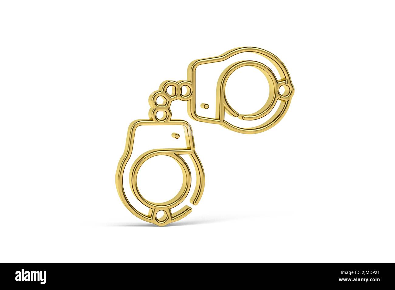Golden 3d handcuffs icon isolated on white background - 3d render Stock ...