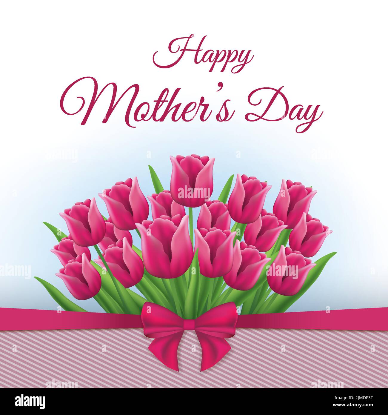 A vector of a wrapped bouquet of pink tulips with a "Happy Mother's Day ...