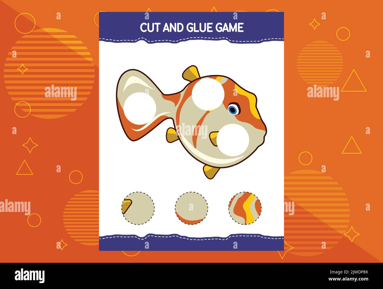 Cut and glue game for kids with fish. Cutting practice for preschoolers ...
