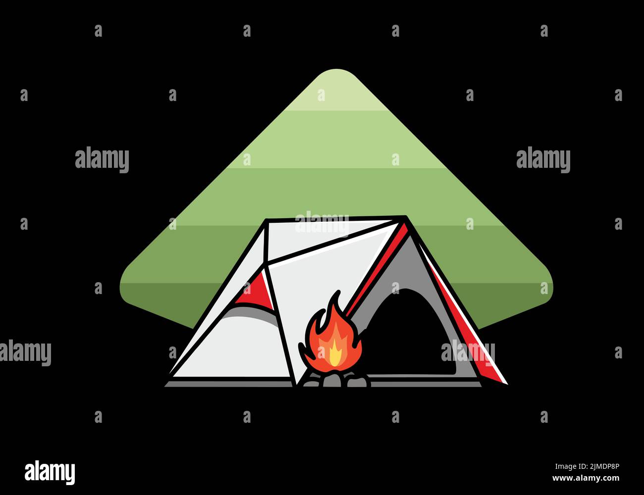 Illustration design of a triangle camping tent and bonfire Stock Vector ...