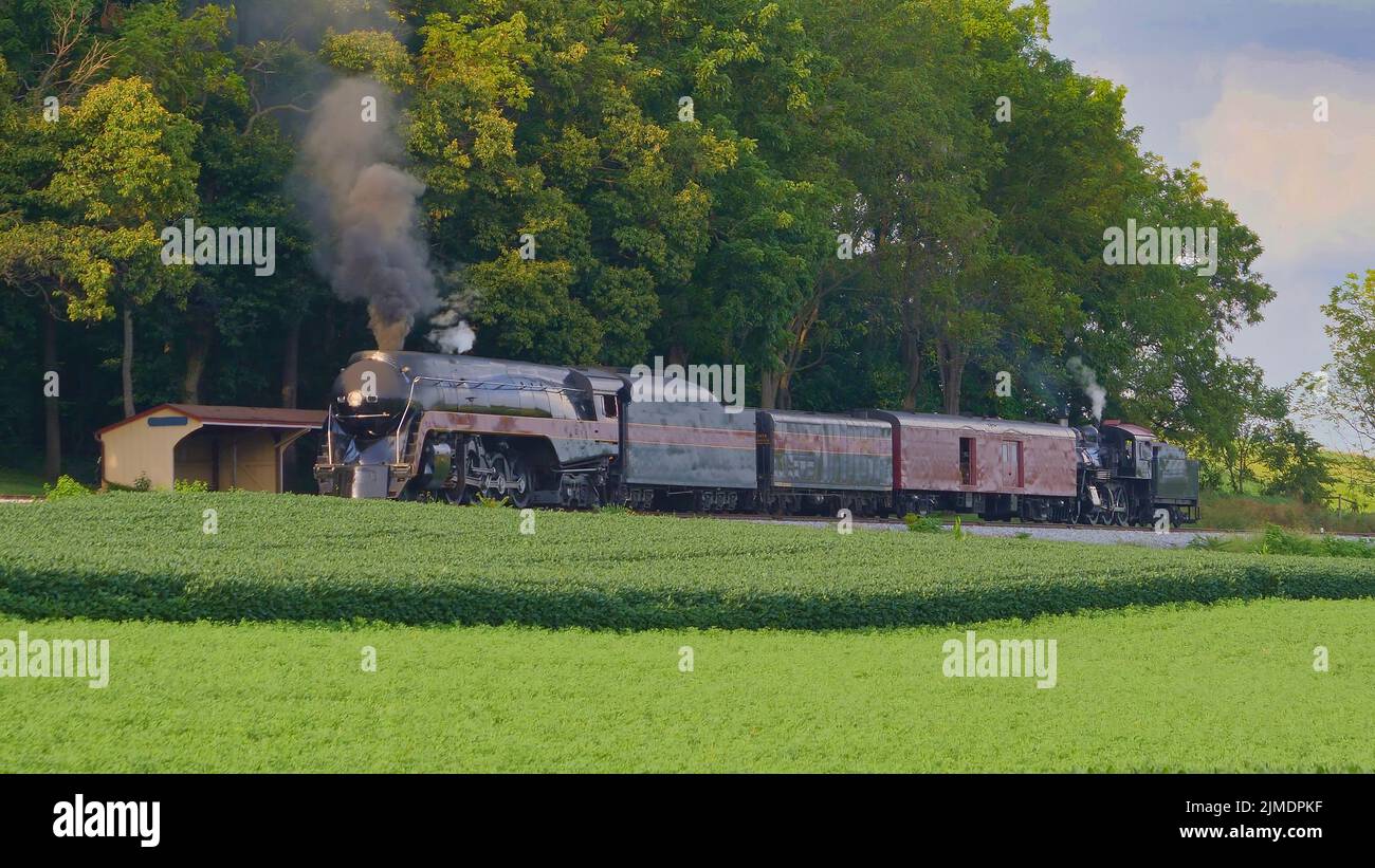 Antique Restored Steam Locomotive Blowing Smoke and Steam Stock Photo ...