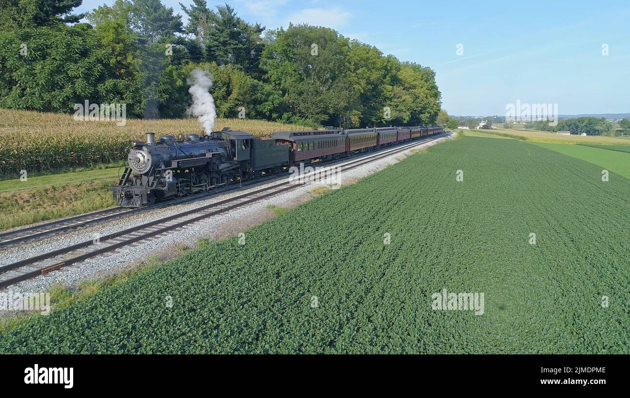 Antique Restored Steam Locomotive Blowing Smoke and Steam Stock Photo ...