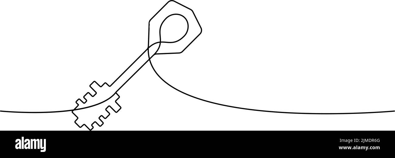 Key one line continuous drawing. Home key continuous one line ...