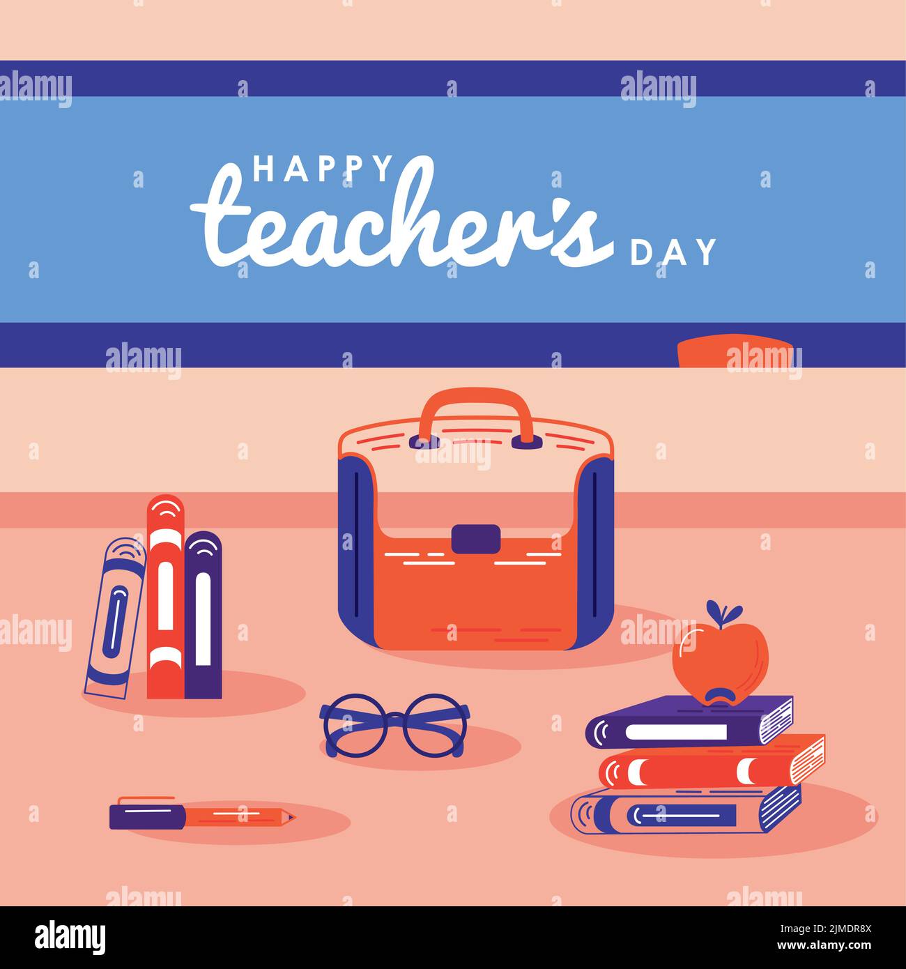 Happy Teachers Day Card With Supplies Stock Vector Image And Art Alamy