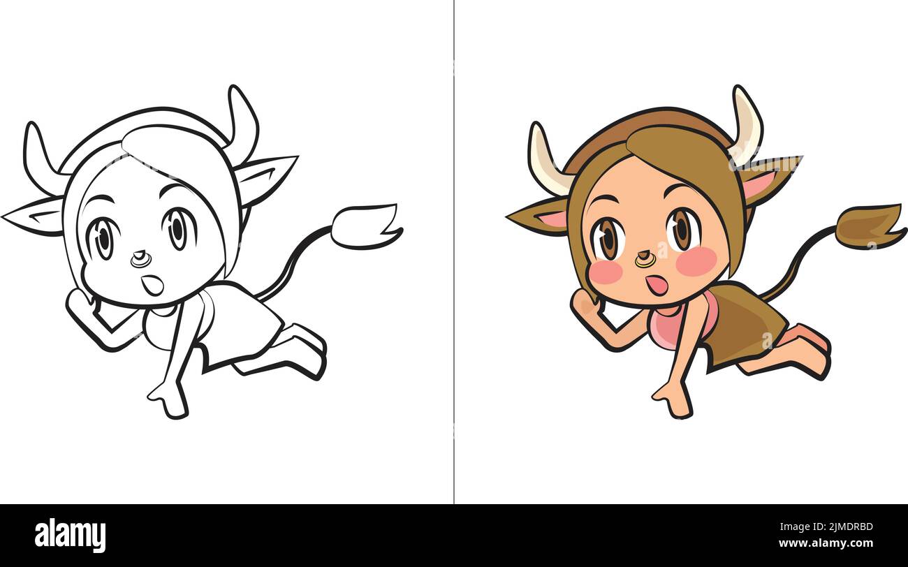 An illustration of cartoon ox girl Stock Vector Image & Art - Alamy