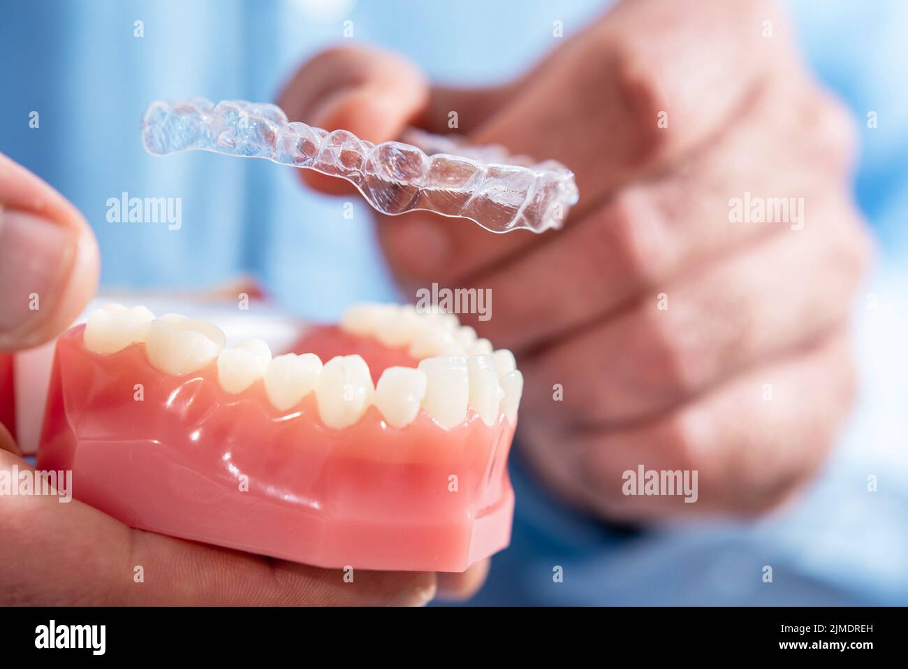 Invisible and removable aligners for teeth alignment Stock Photo - Alamy
