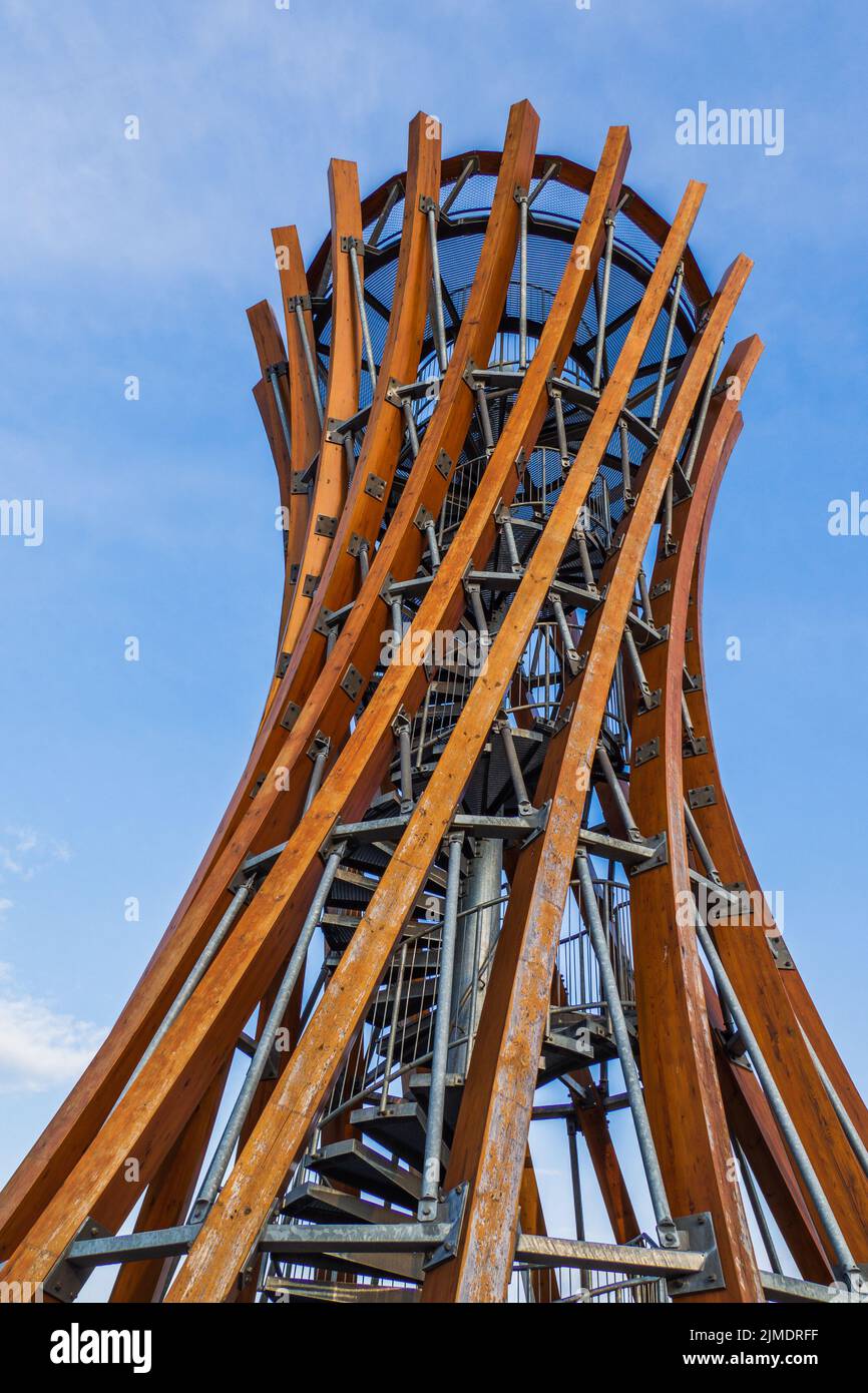 The Observation Tower Bottom View to the Sky Background Stock Photo - Alamy