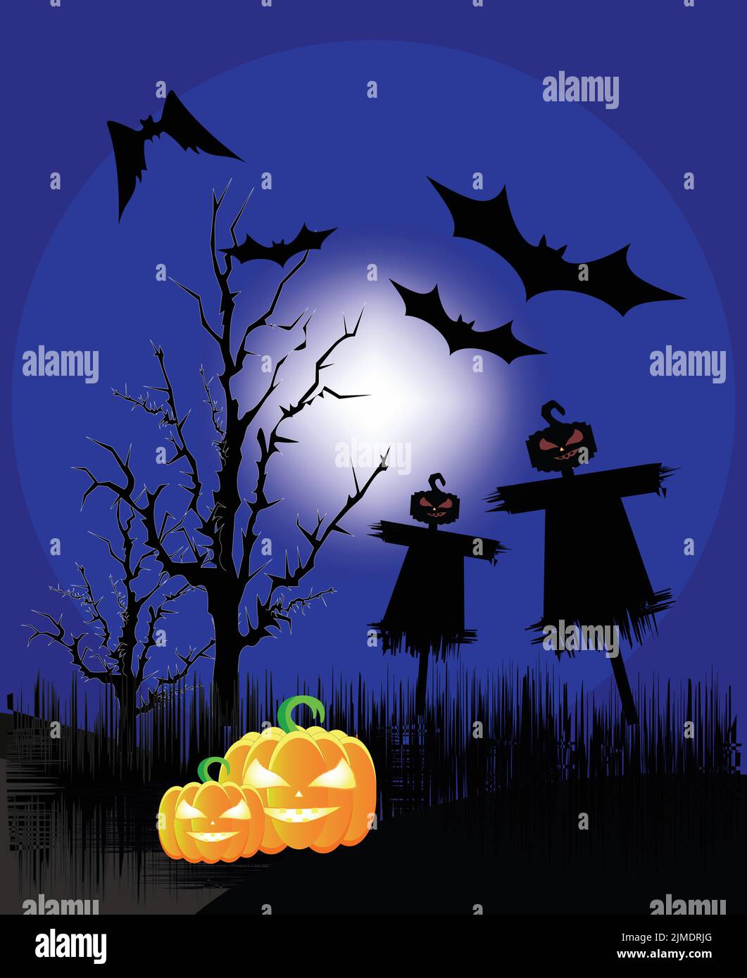 Scarecrows and pumpkins Stock Vector Images - Alamy
