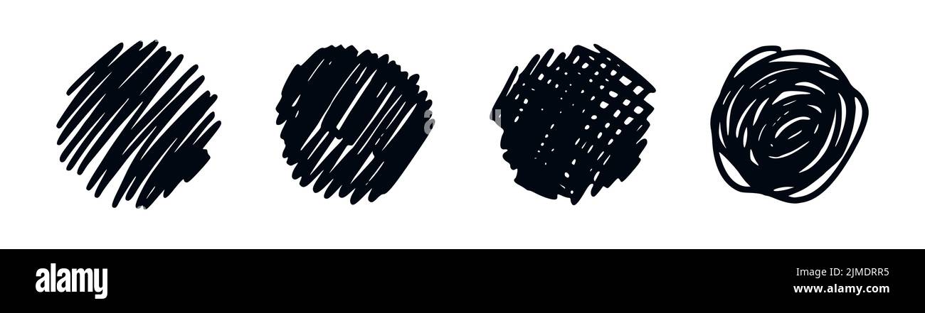 Hand drawn scribble circle bubbles. Grunge round shapes. Circle pencil ...