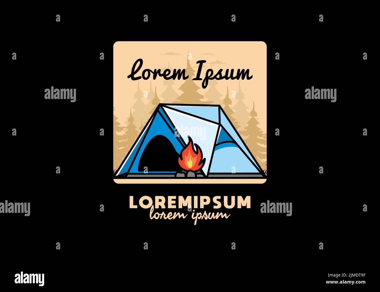 Illustration design of a triangle camping tent and bonfire Stock Vector ...