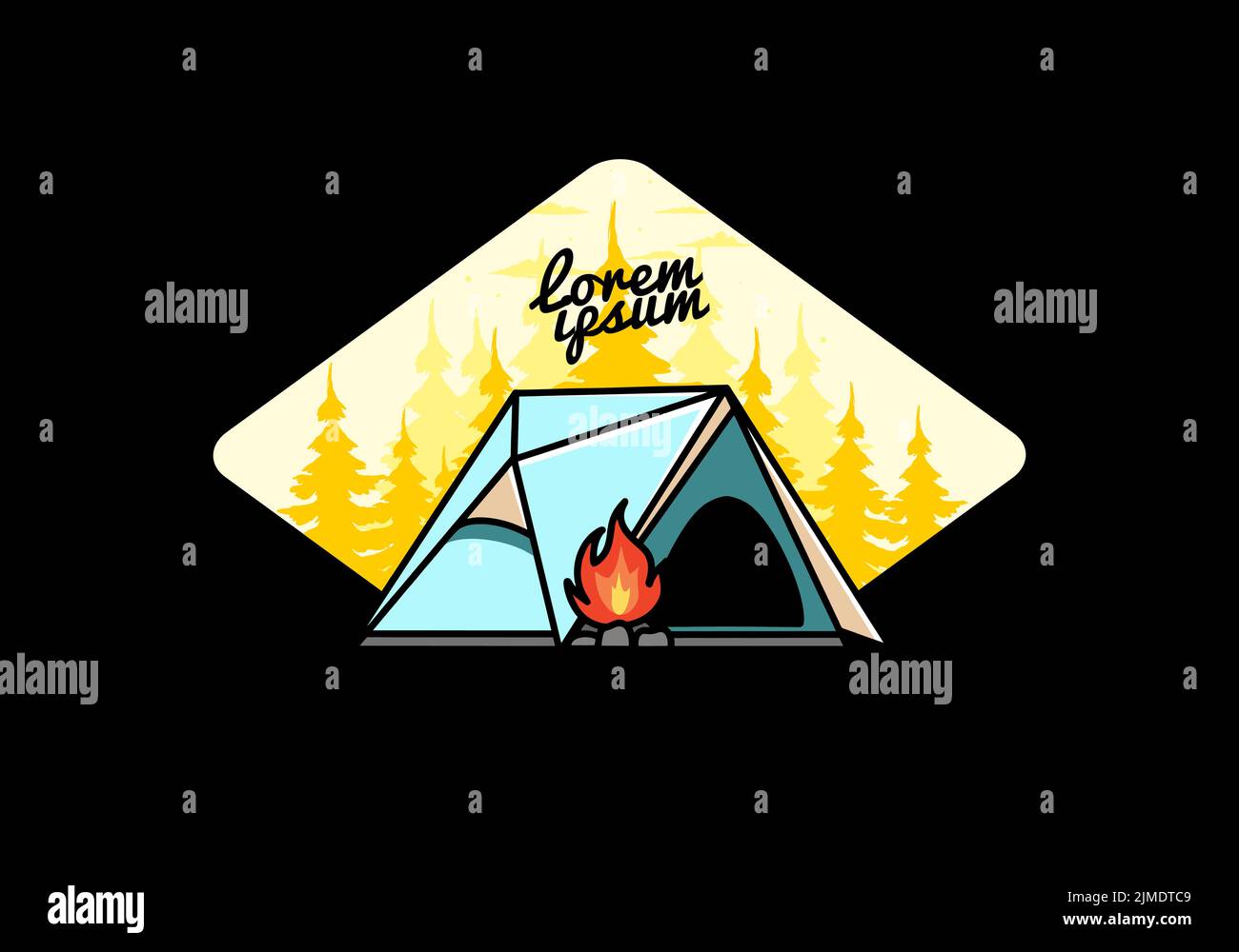 Illustration design of a triangle camping tent and bonfire Stock Vector ...