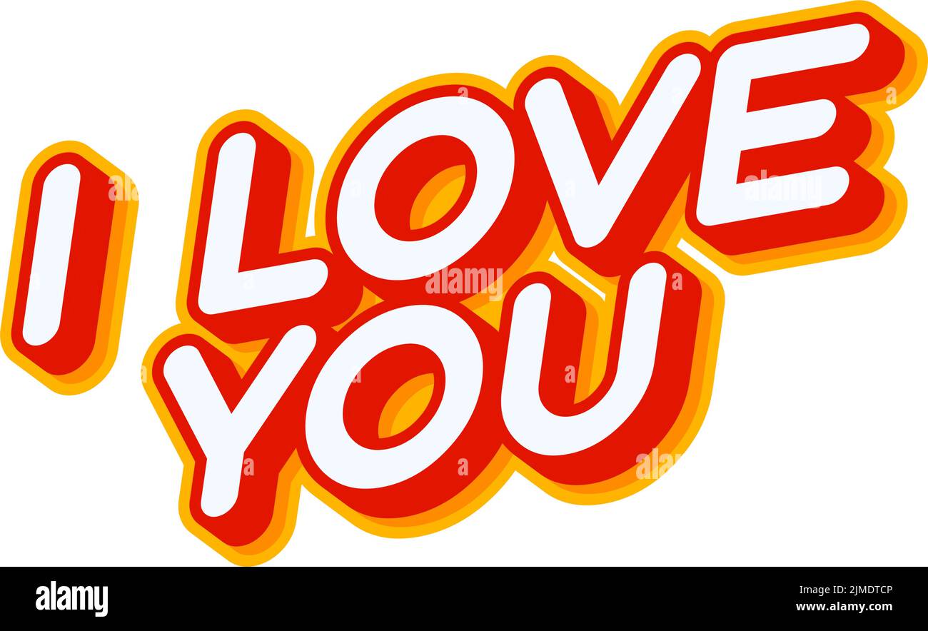 I love you calligraphic font lettering isolated on white colourful text ...