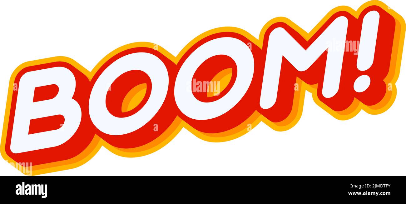 Boom. Top phrase lettering isolated on white colourful text effect ...