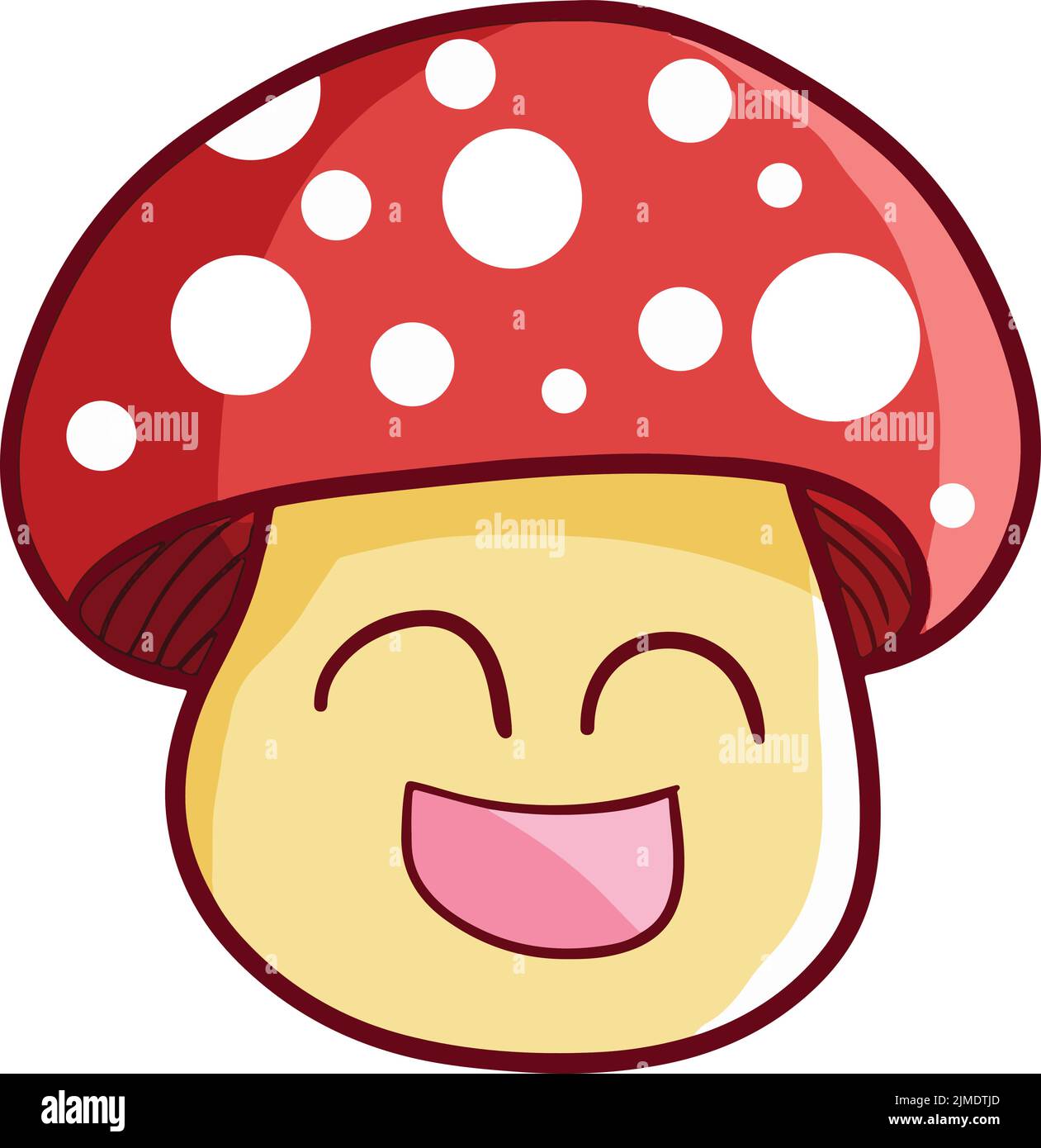 A vector of a cartoon mushroom with a face with a white background ...