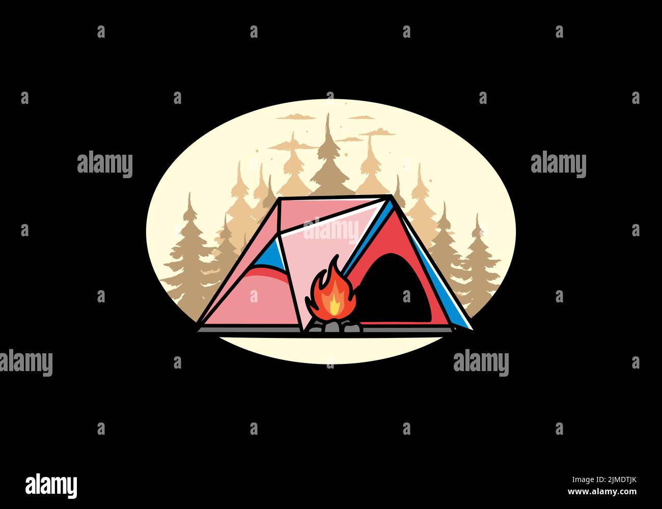 Illustration design of a triangle camping tent and bonfire Stock Vector ...