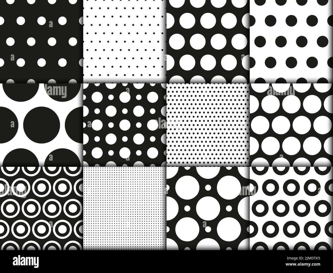 Black and white polkadot seamless patterns set collection Stock Vector ...