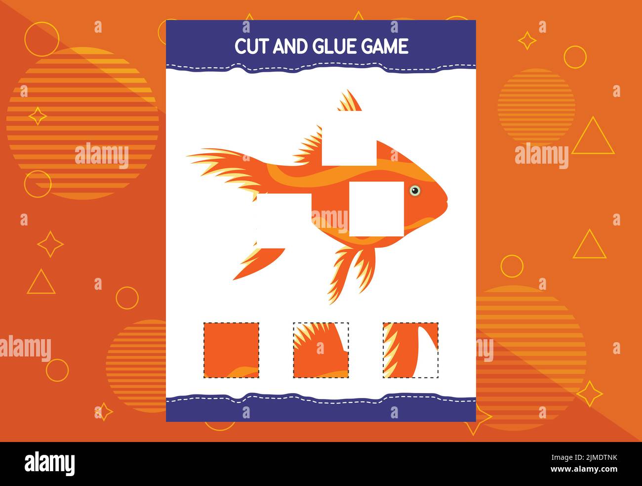 Cut and glue game for kids with fish. Cutting practice for preschoolers ...