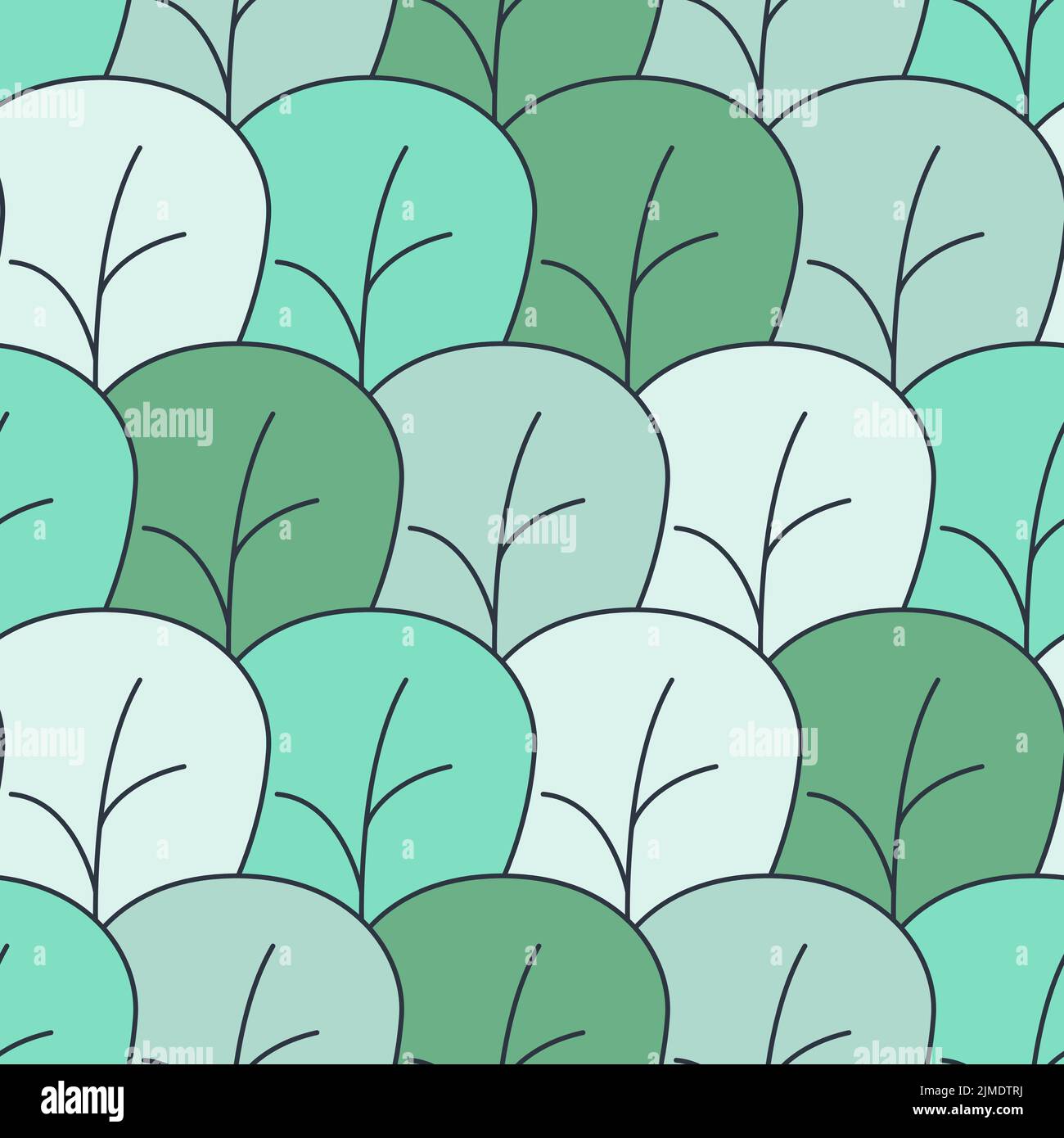 Monochrome green forest grove seamless pattern large leaves foliage for ...