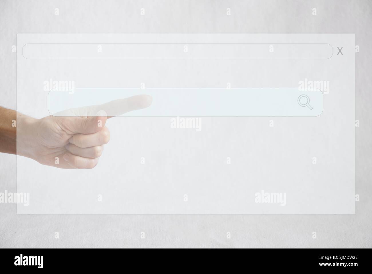 Web computer template concept for internet search. Fingers touch search ...