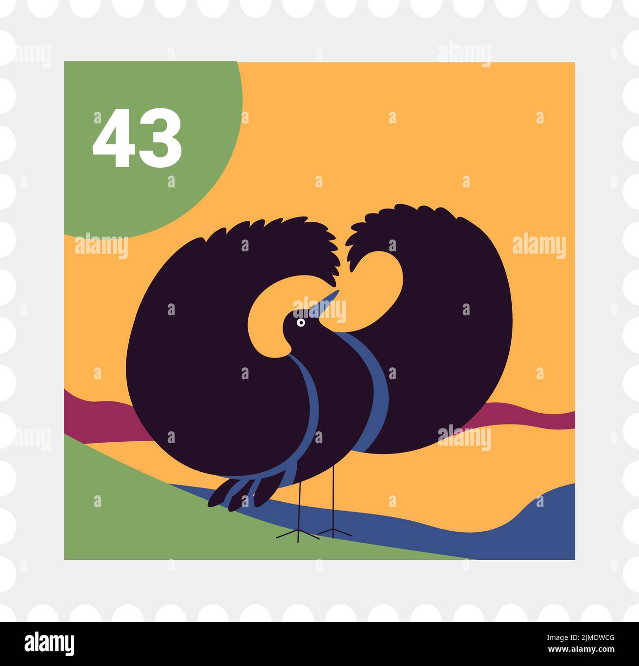 Black crow or western jackdaw postal mark vector Stock Vector Image ...