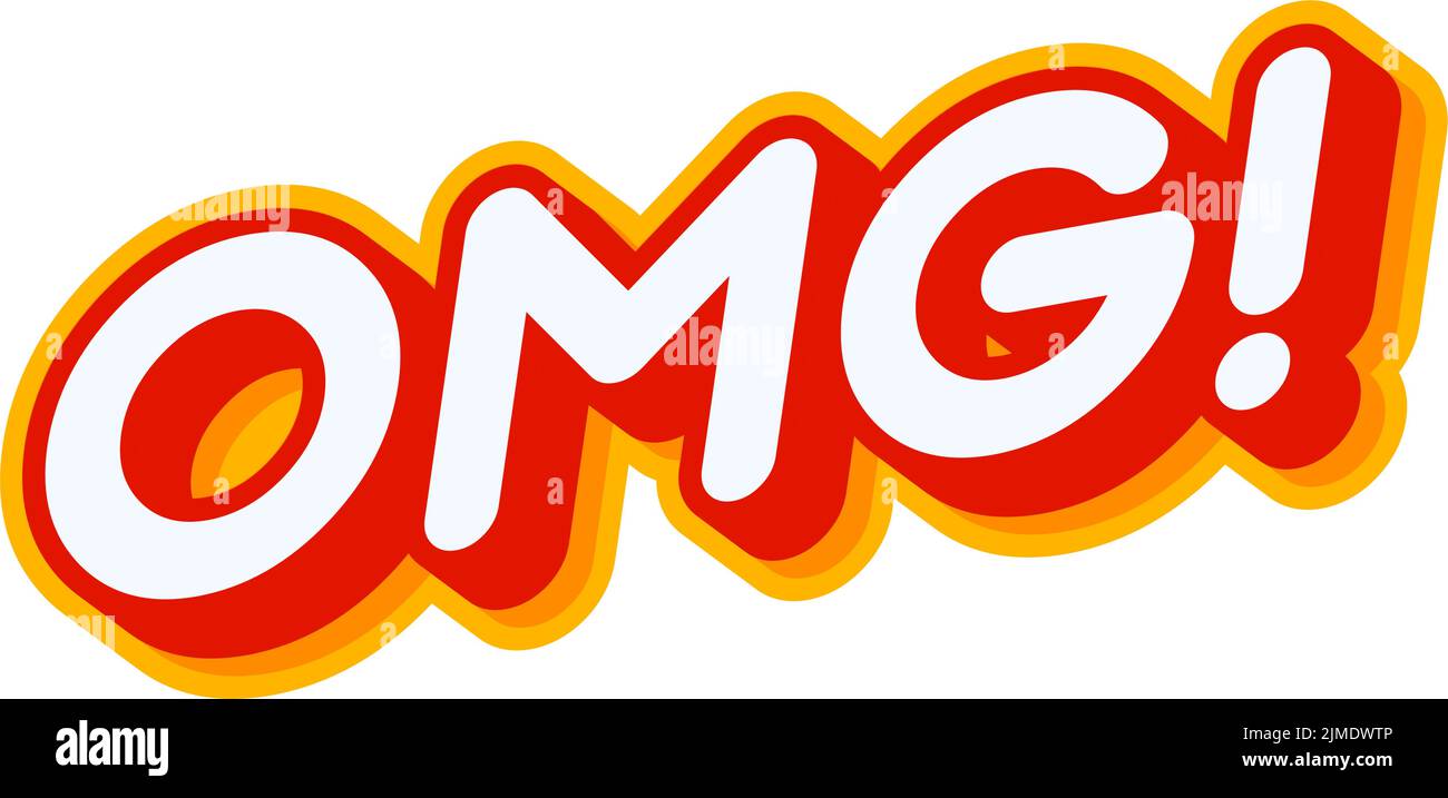 OMG 3d effect phrase lettering isolated on white colourful text effect ...