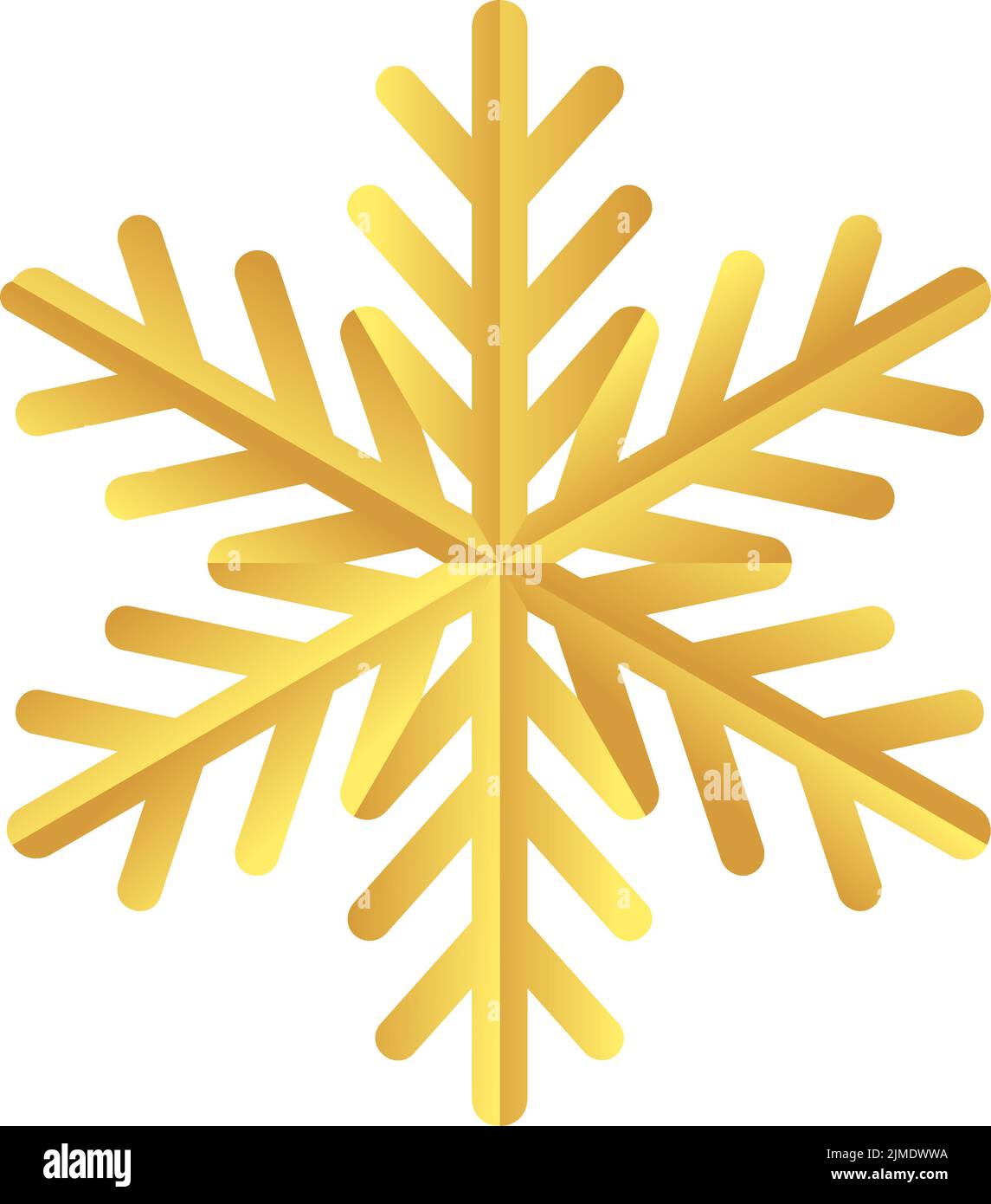 Golden snowflake icon. Blueprint of a snowflake stencil of a golden ...