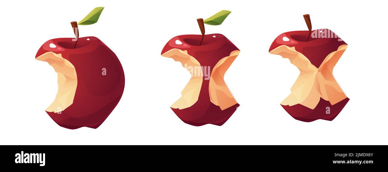 Apple core cartoon vector illustration. Red apple stump on white ...