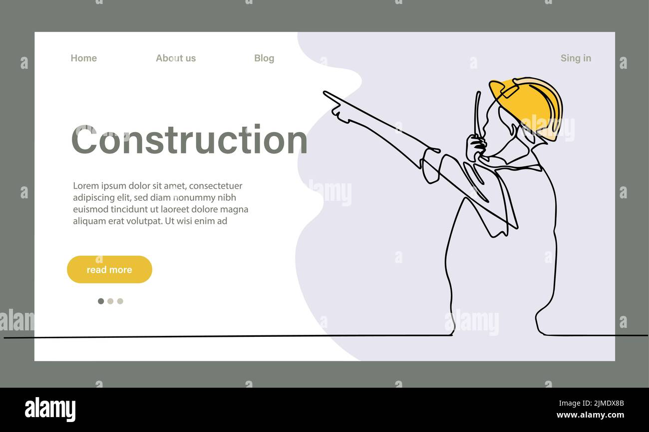 Vector landing page of architecture works with protective face masks ...
