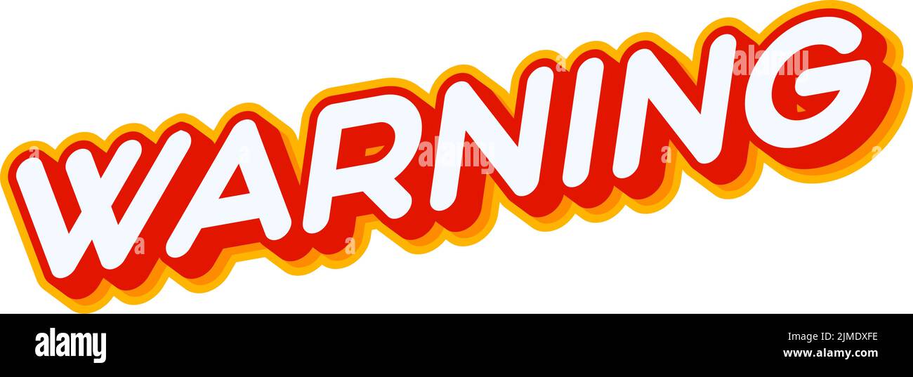 Warning lettering isolated on white colourful text effect design vector ...