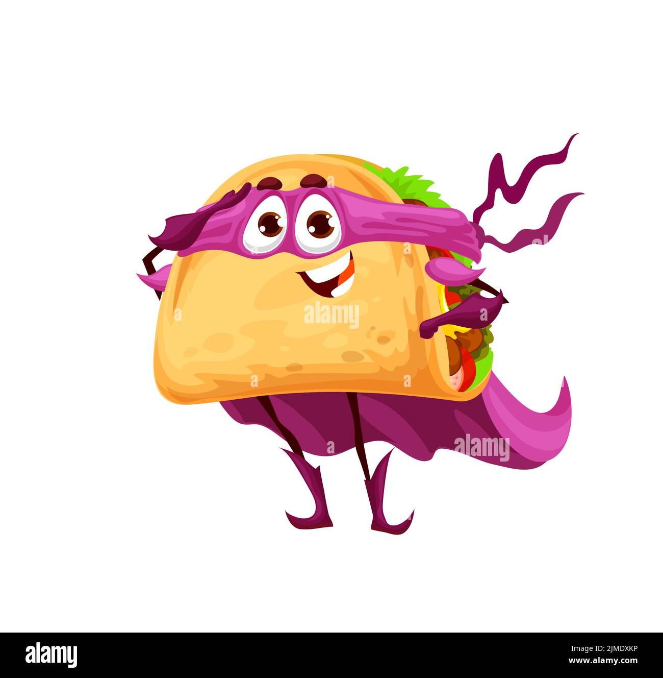 Cartoon mexican tacos superhero character. Funny fast food meal with ...